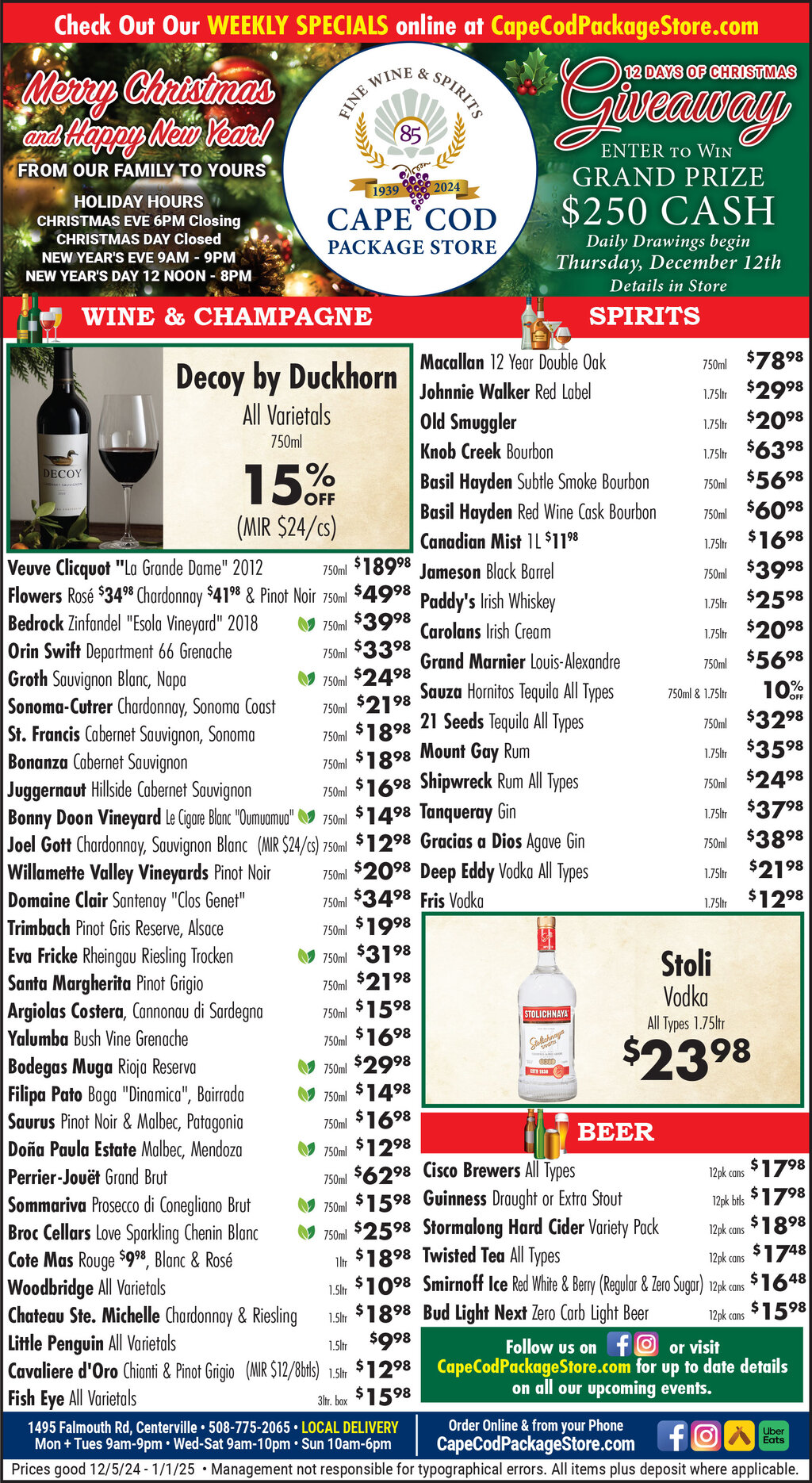 Current Specials - Cape Cod Package Store Fine Wine & Spirits ...
