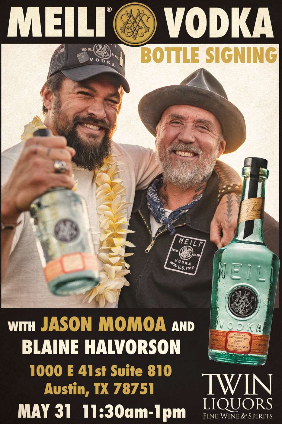 Austin (Hancock Center Marketplace) - Meili Vodka Bottle Signing with JASON MOMOA and Blaine ...