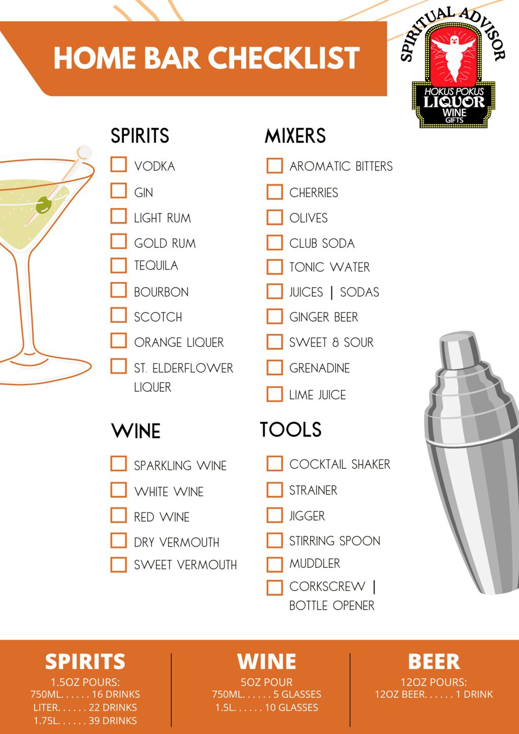 Home Bar Checklist - Hokus Pokus Liquor