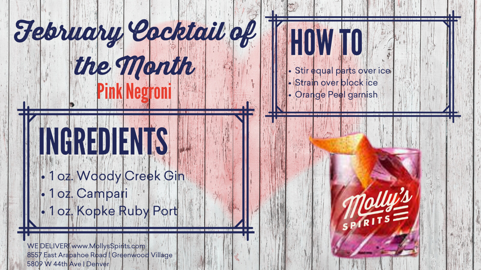 February Cocktail of the Month - The Pink Negroni - Molly's Spirits