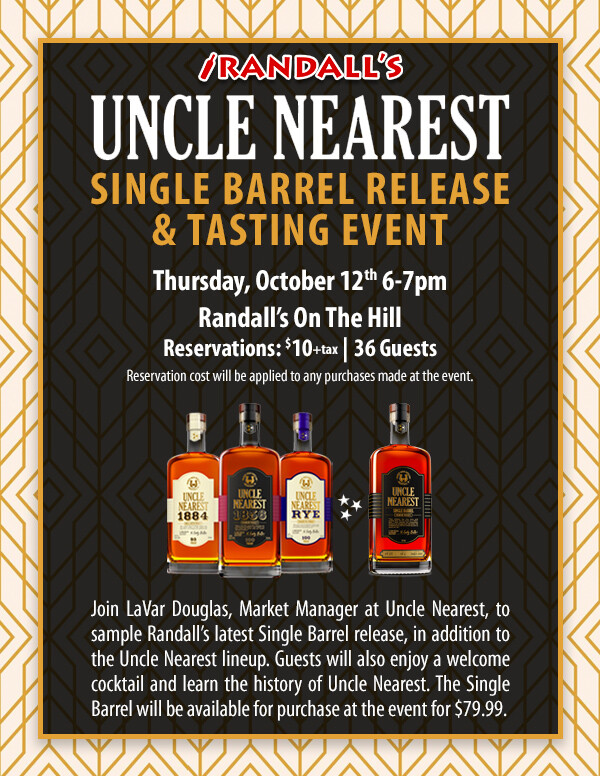 Uncle Nearest Single Barrel Release & Tasting Event - Randall's