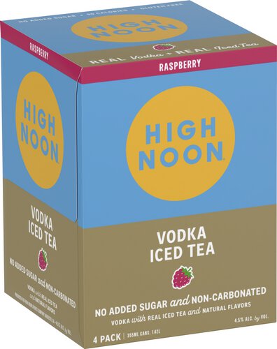 High Noon Vodka Iced Tea Raspberry Abv X 4 Pack 355ML - Empire ...