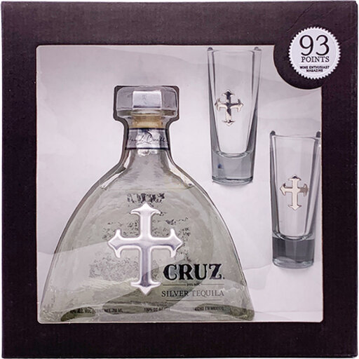 Cruz Tequila Silver Gift W 2 Shotglasses