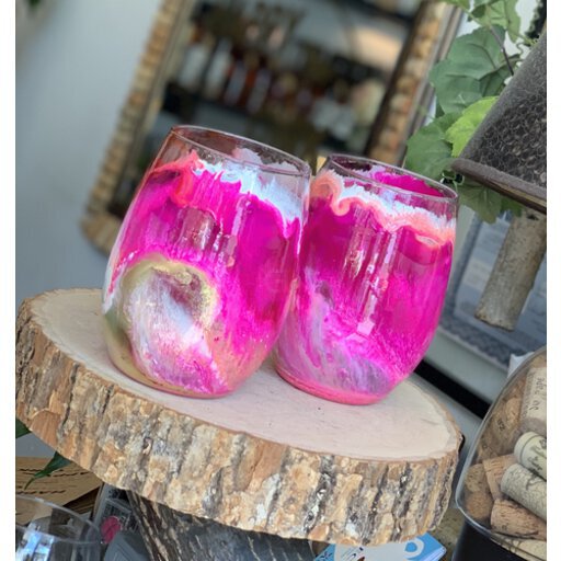 D And S Craftworks 20oz Pink With White Peach And Gold Clear Swirl Hand ...