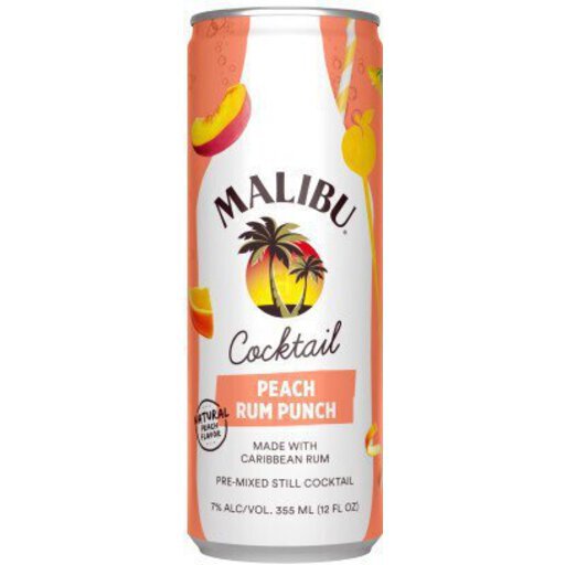 Malibu Cocktail Peach Rum Punch 12OZ - Kappy's Fine Wines & Spirits